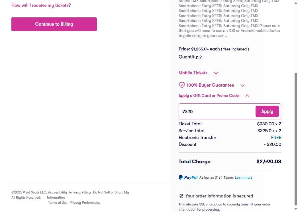 Vivid Seats Promo Codes - $20 Off (1 Verified) Nov 2025