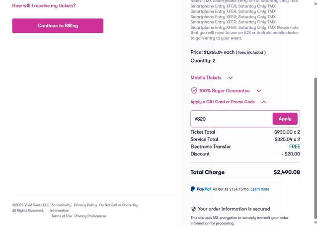 Vivid Seats Promo Codes (1 Verified) - $20 Off Oct 2025