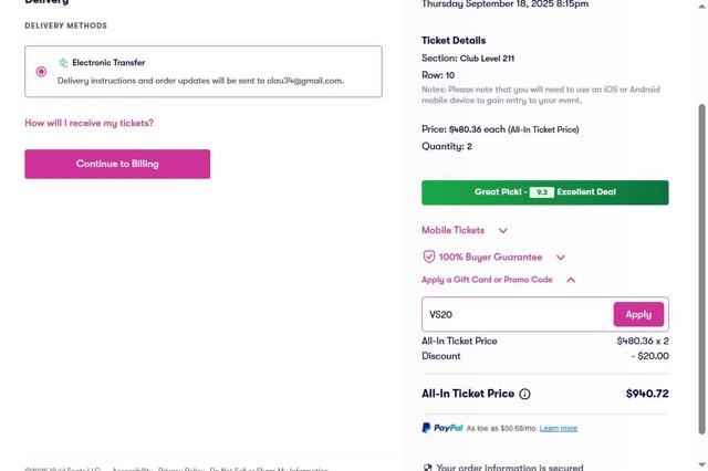 Vivid Seats Promo Codes (1 Verified) - $20 Off Oct 2025
