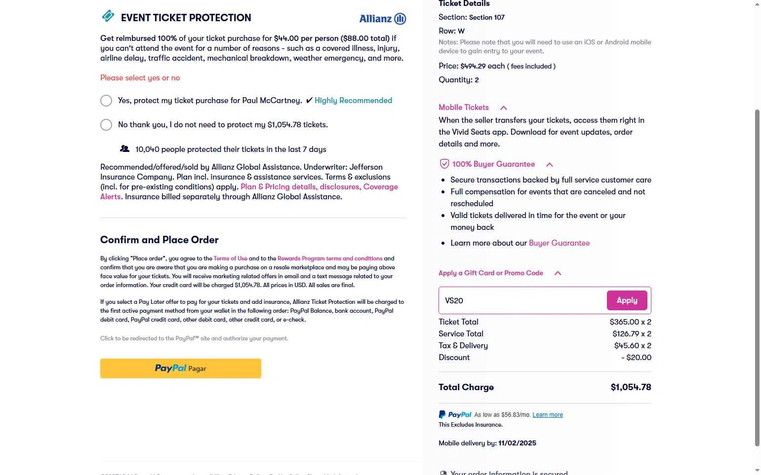 Vivid Seats Promo Codes - $20 Off (1 Verified) Dec 2025