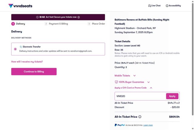 Vivid Seats Promo Codes (1 Verified) - $20 Off Aug 2025