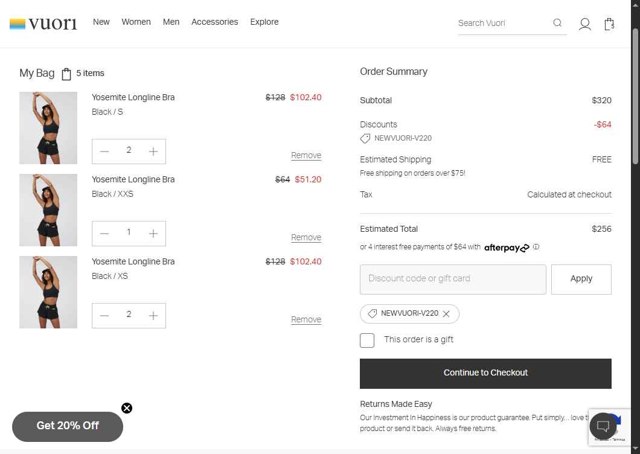 Vuori Promo Codes (2 Verified) - 20% Off w/Code Sep 2025