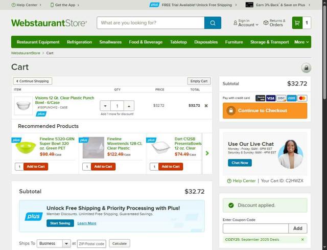 Webstaurant Store Promo Codes - 25% Off Sep 2025