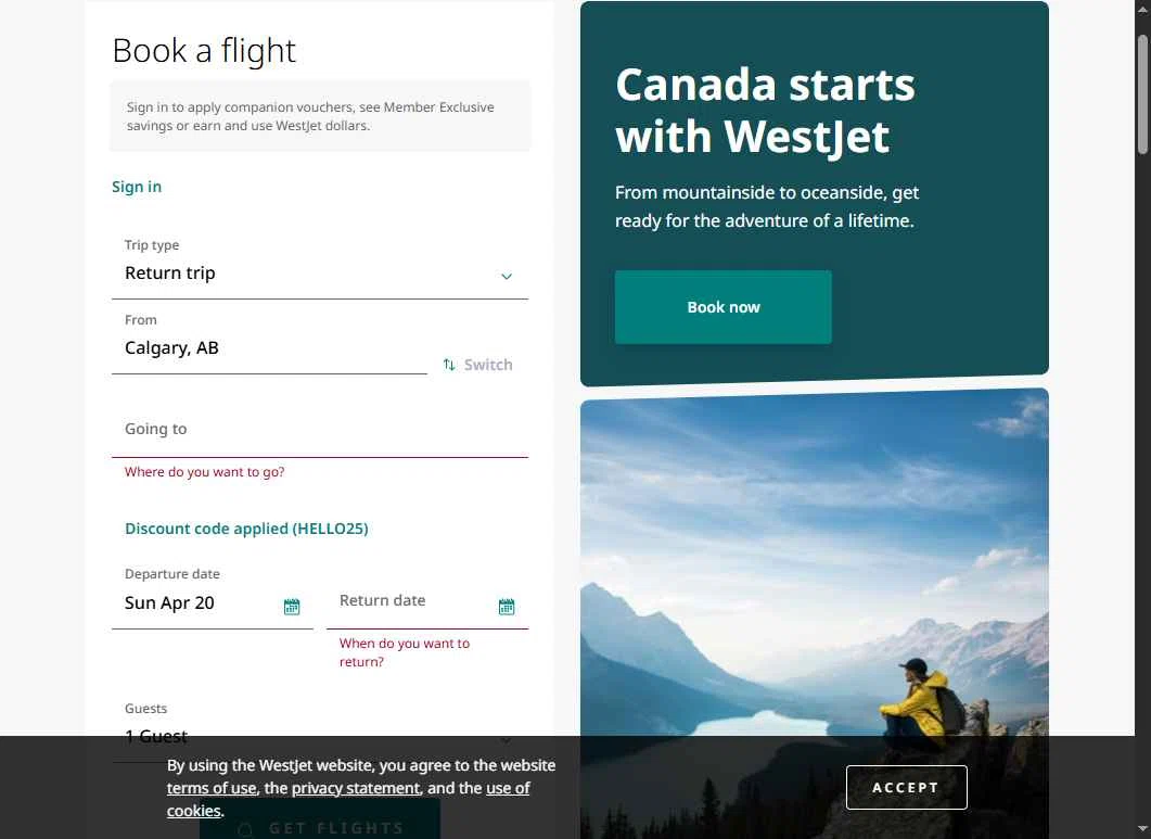 WestJet Promo Codes - 15% Off (2 Verified) Dec 2025