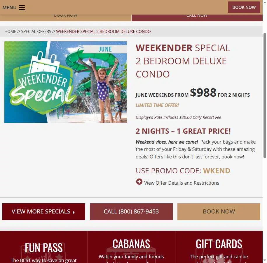 Wilderness Resort Promo Codes - $100 Off Oct 2025
