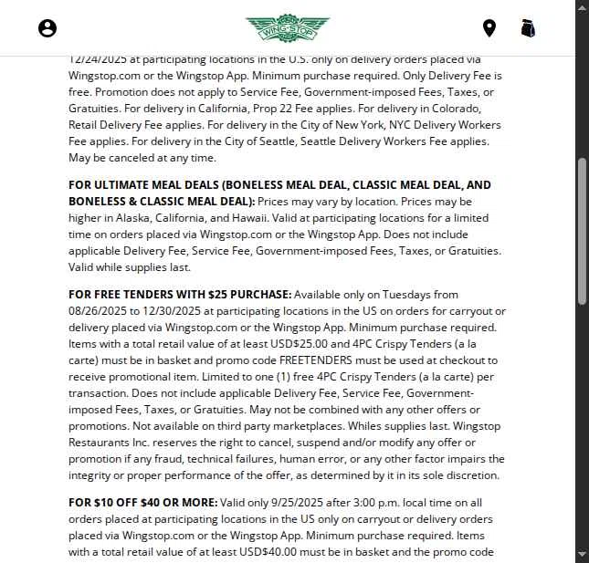 Wingstop Promo Codes (1 Verified) - $10 Off w/Code Oct 2025