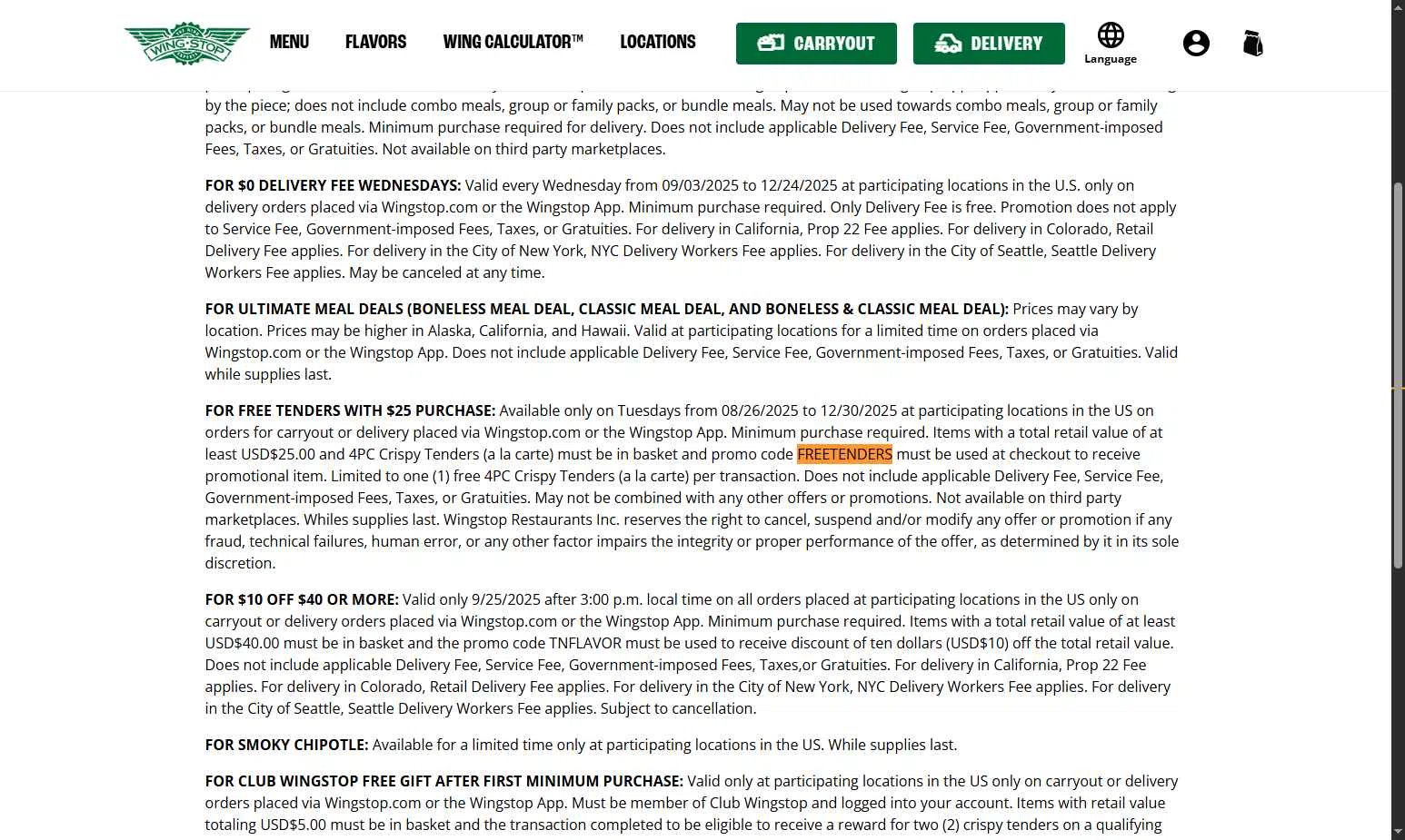 Wingstop Promo Codes (2 Verified) - 10% Off w/Code Nov 2025