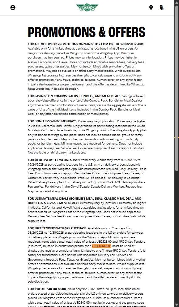 Wingstop Promo Codes (2 Verified) - 10% Off w/Code Nov 2025