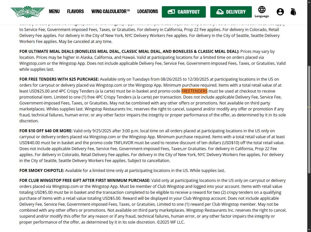 Wingstop Promo Codes - 10% Off (1 Verified) Dec 2025