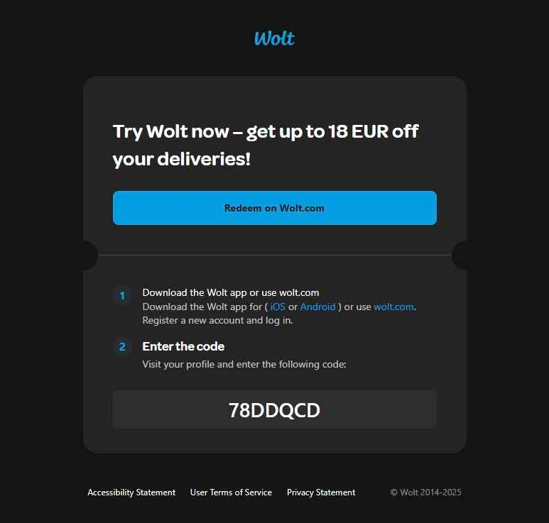 Wolt Promo Codes - $5 Off w/Code (5 Verified) Dec 2025