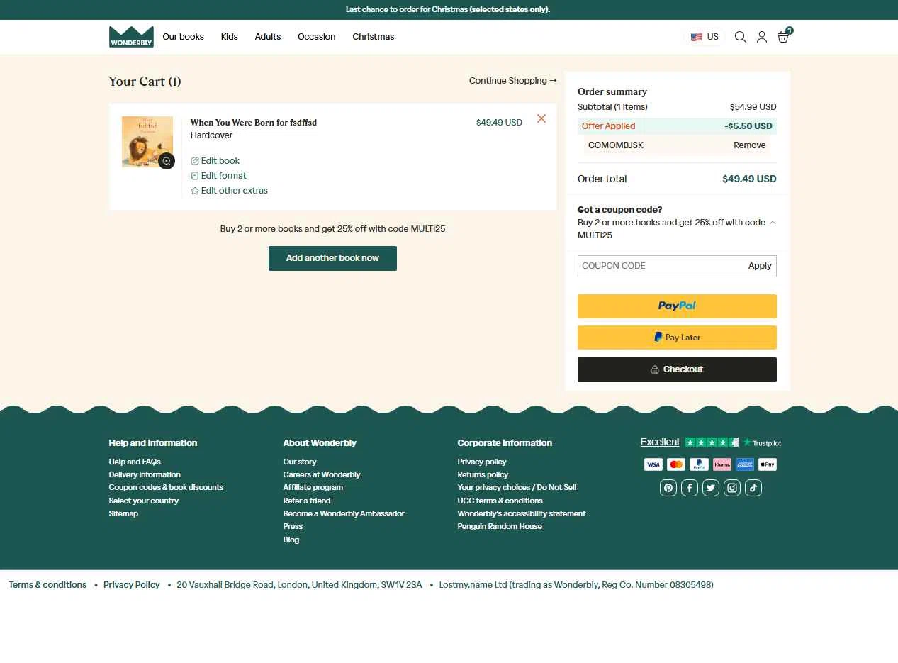 Wonderbly Coupons & Sitewide Discounts December 2025