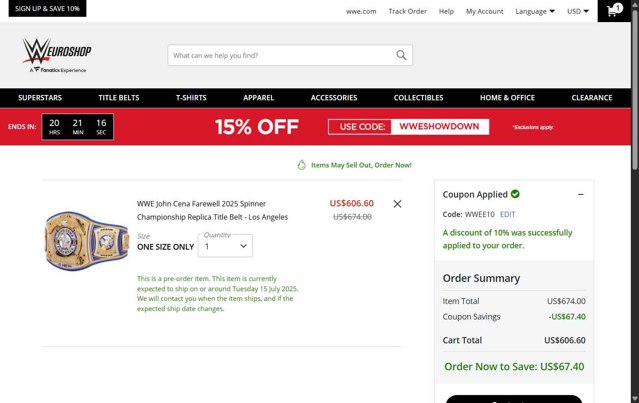 WWE Promo Codes (7 Verified) - 25% Off Sitewide Jun 2025