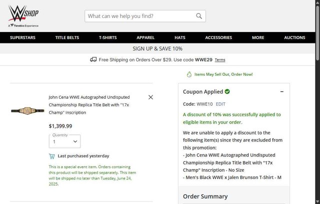 WWE Promo Codes (7 Verified) - 25% Off Sitewide Jun 2025