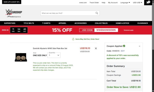 WWE Promo Codes (8 Verified) - 10% Off Sitewide Jul 2025