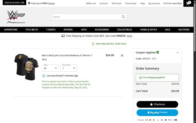 WWE Promo Codes (4 Verified) - 10% Off Sitewide May 2025