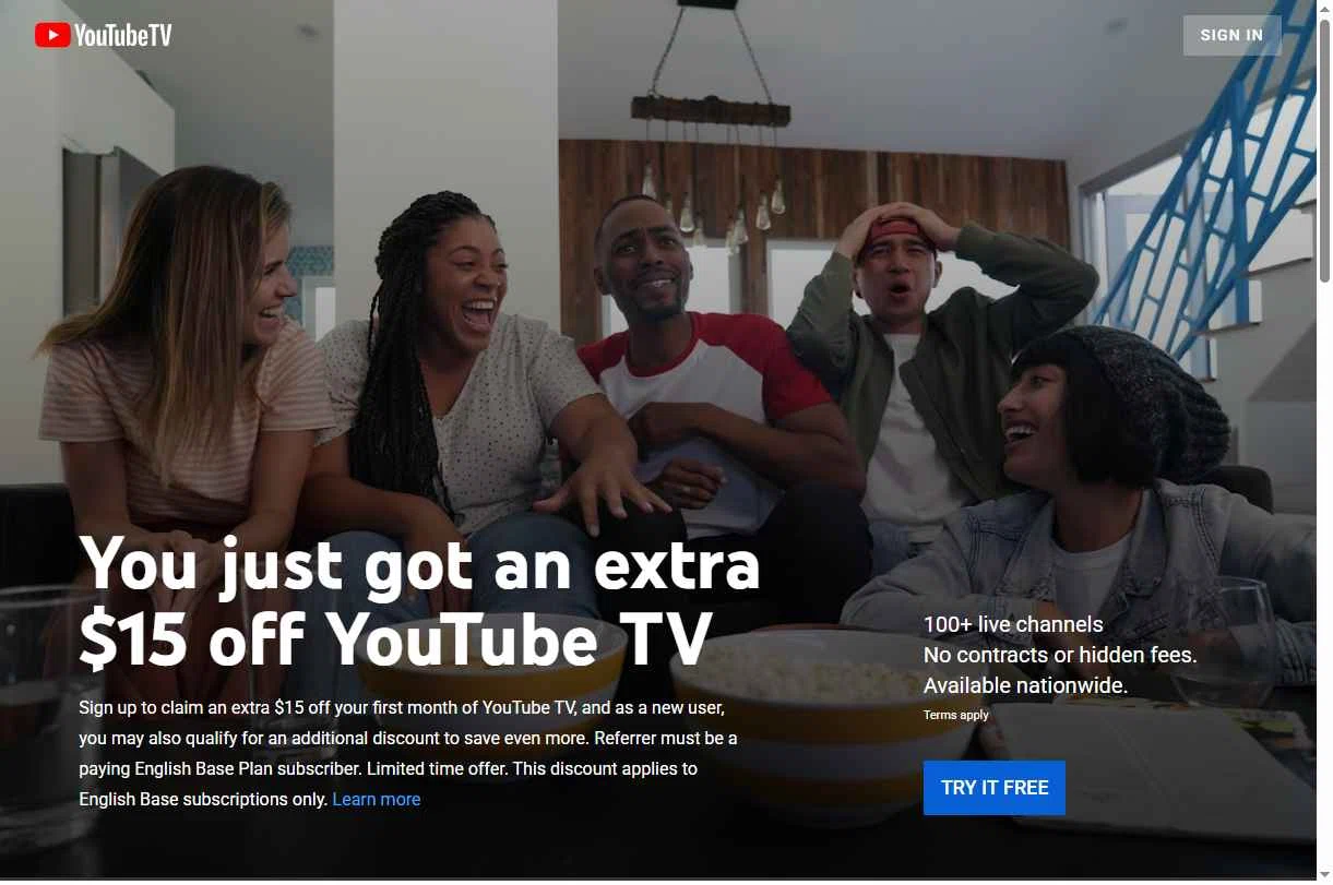 YouTube TV Promo Codes - $15 Off (1 Verified) Jan 2026