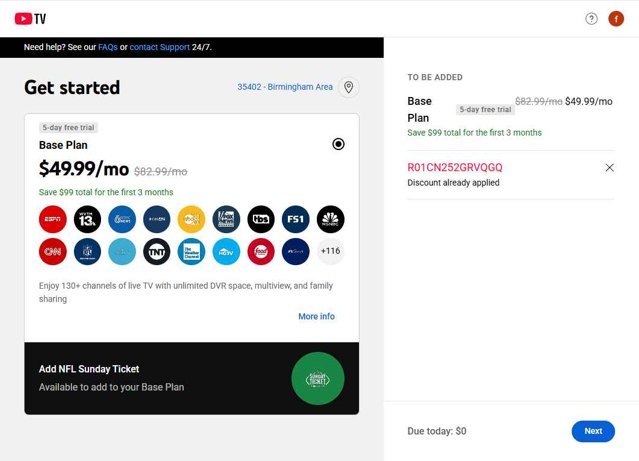 YouTube TV Promo Codes - $15 Off (2 Verified) Sep 2025
